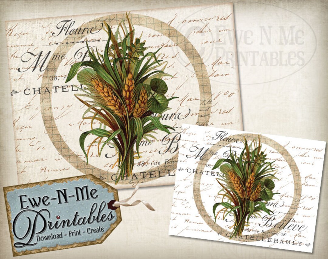 Printable French Country Wall Decor Fall Wheat - Farmhouse - Printable ...