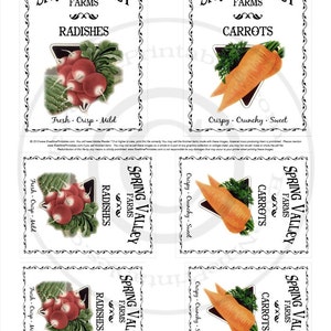 Spring Valley Radish and Carrot Seed Farmhouse Label Printables - Seed ...