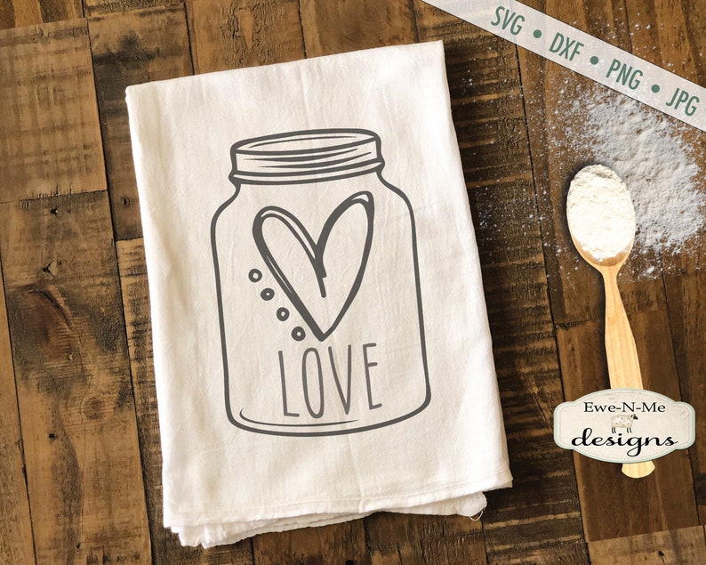 Love Heart Valentine Mason Jar SVG Cutting File | Etsy