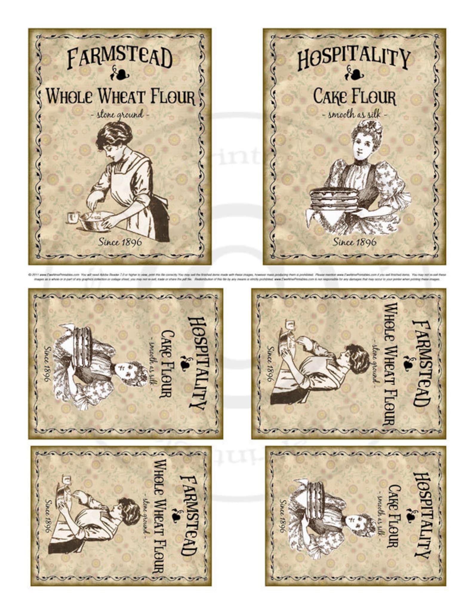 Kitchen Farmhouse Label Printables - Hospitality Cake Flour, Farmstead ...