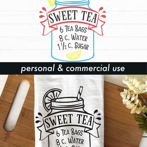 Sweet Tea Recipe SVG - Sweet Tea SVG - Mason Jar SVG - Commercial Use ...
