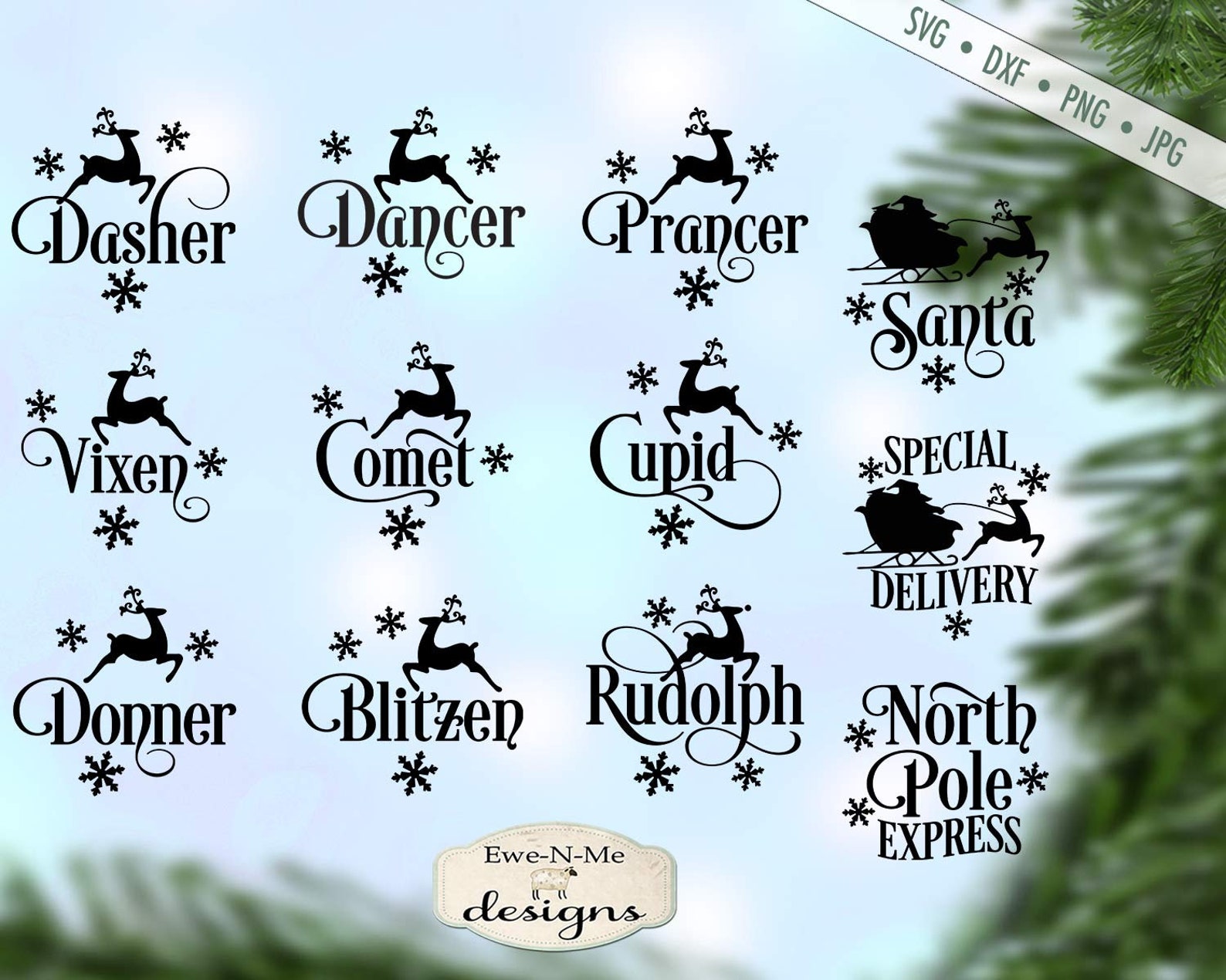 Reindeer Names SVG - Christmas Svg - Snowflake SVG - Santa Svg ...