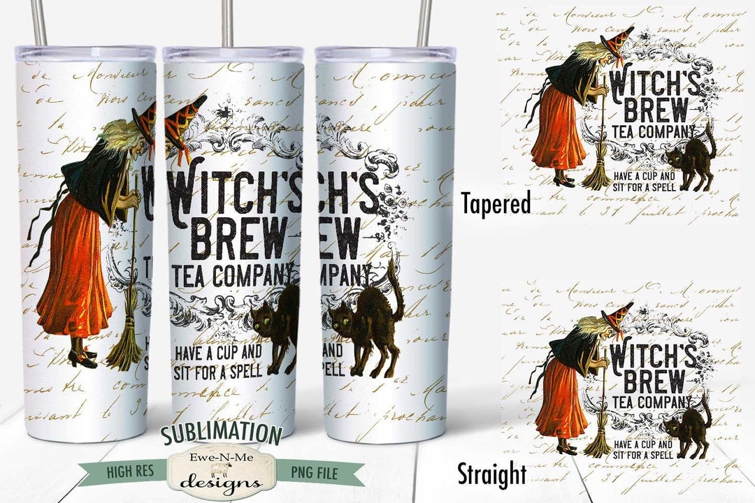 Witch Brew Tea Company Sublimation Design - Vintage Halloween Witch ...
