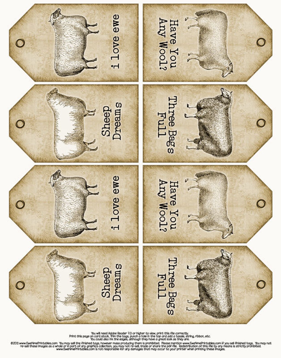 Printable Tags Sheep Farm Sheet Tags in JPG and PDF | Etsy
