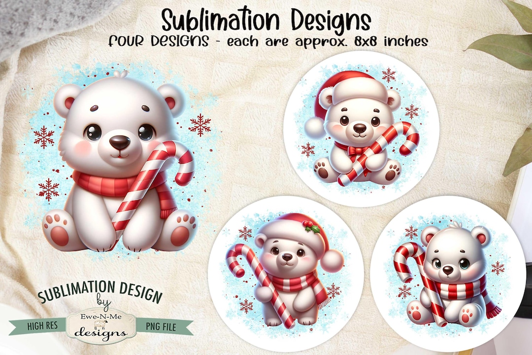 Polar Bears With Candy Canes Designs - Christmas Polar Bears Designs ...
