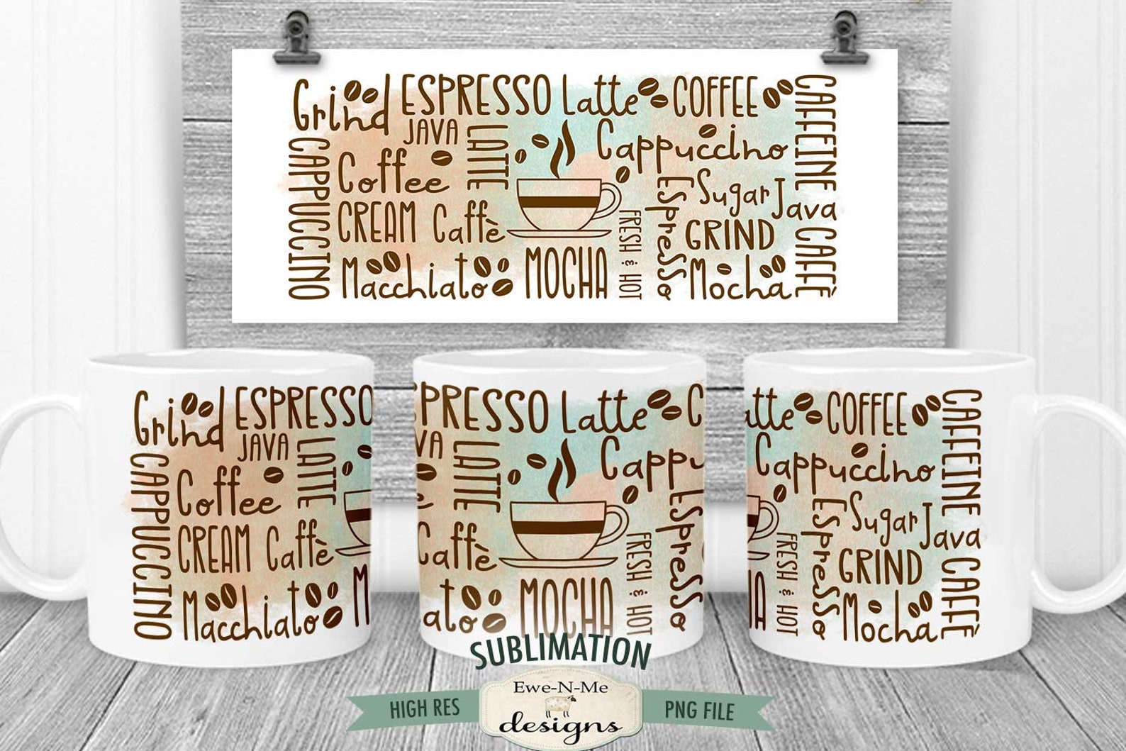 Coffee Subway Sublimation Mug Design - Coffee Words Subway Design ...