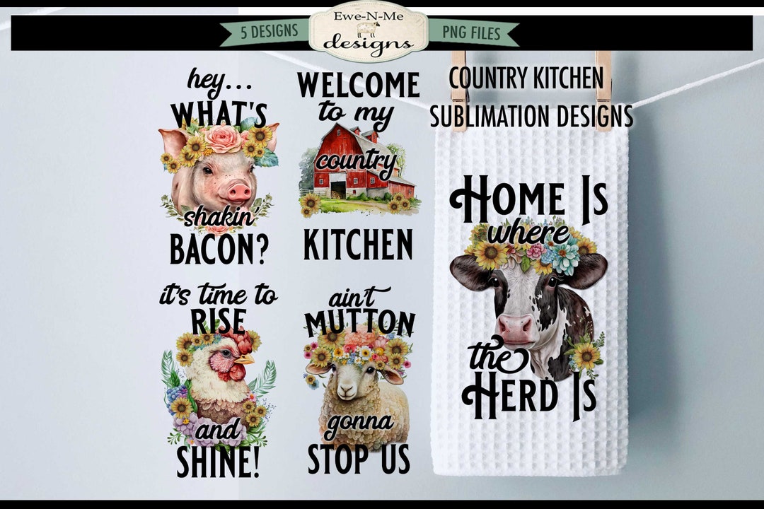 Country Kitchen Farm Animal Sublimation Bundle Kitchen Towel - Etsy
