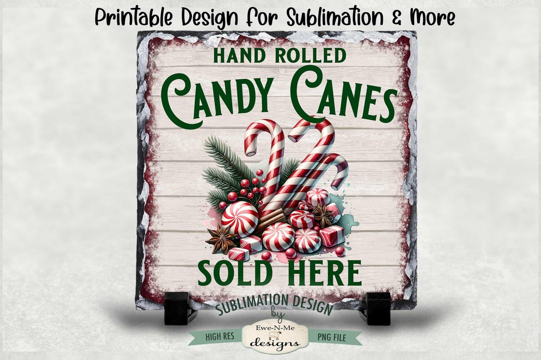 Hand Rolled Candy Canes Sublimation Design | Vintage Candy Cane ...