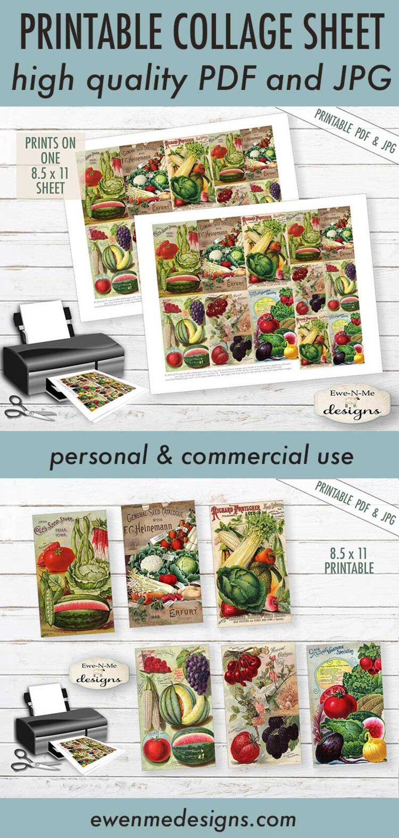 Collage Sheet - Seed Pack Images - Garden Seed Printable - Sheet Tags ...