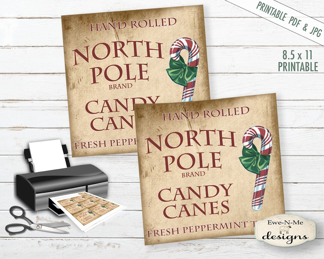 Printable Christmas Tags - Candy Cane Tags - Christmas Tags - Printable ...