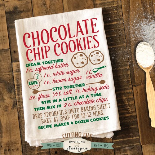 Recipe SVG Kitchen SVG Bundle Chocolate Chip Cookie Recipe - Etsy