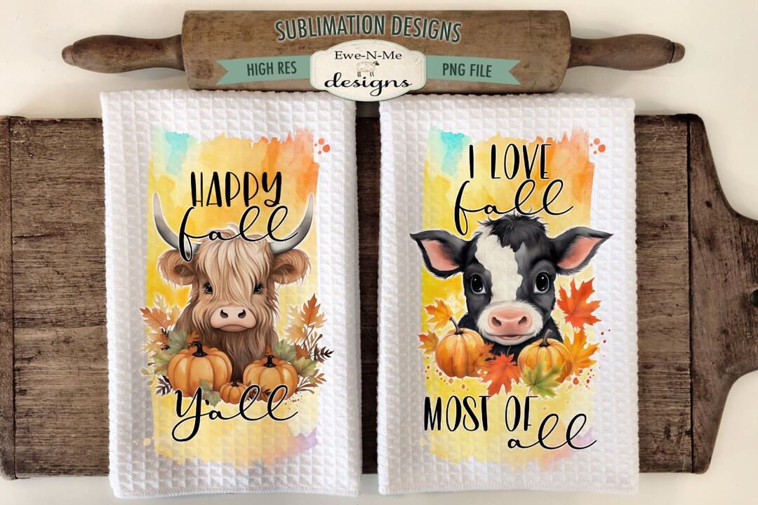 Highland Cow Kitchen Towel Sublimation Design Kitchen Towel - Etsy