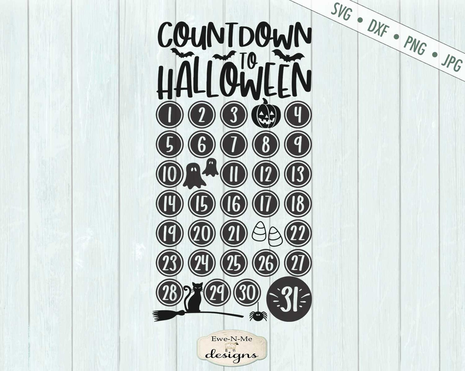 Countdown to Halloween SVG Ghost SVG Black Cat Broom Svg | Etsy
