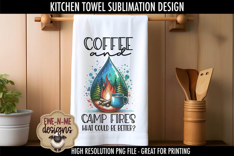 Coffee and Camp Fire Design for Kitchen Towels - Camping Towel Designs ...