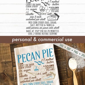 Pecan Pie SVG - Pie Recipe Svg - Fall Svg - Pecan Svg - Autumn SVG ...