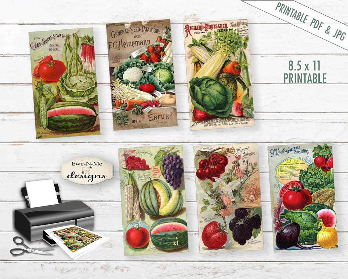 Collage Sheet - Seed Pack Images - Garden Seed Printable - Sheet Tags ...