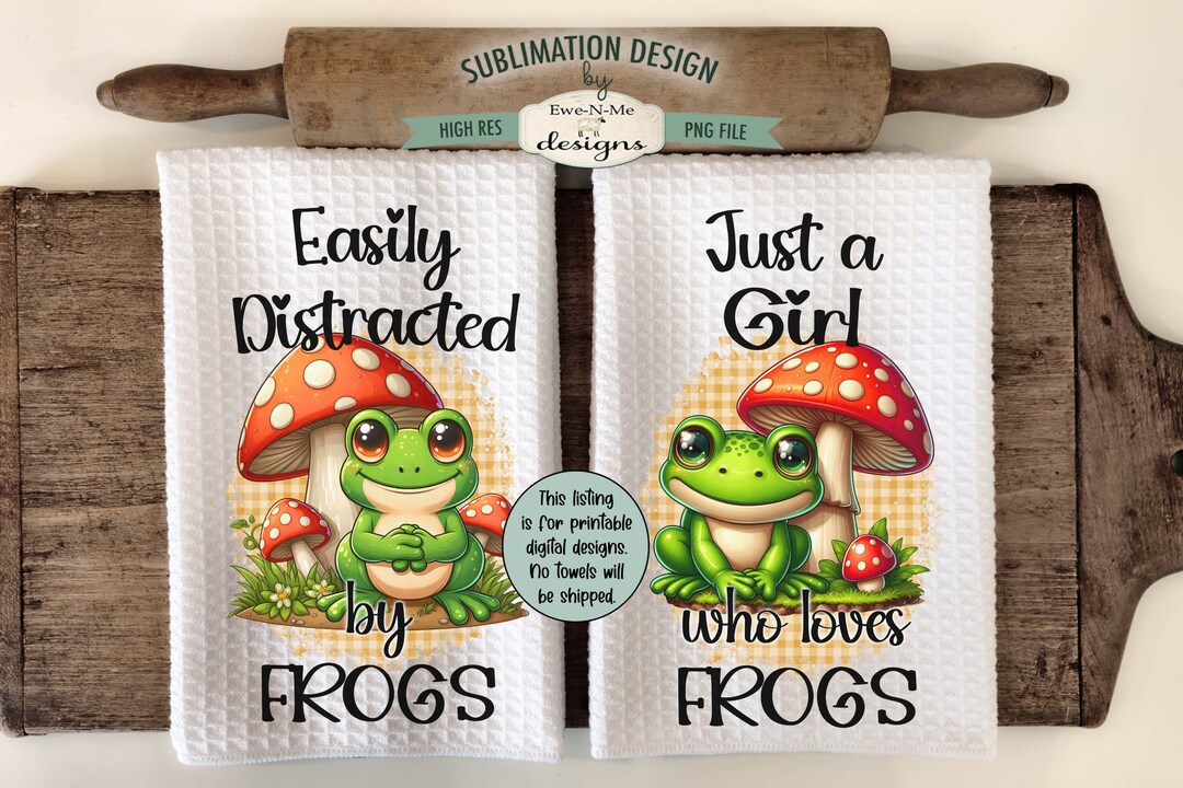 Cute Frog and Mushroom Sublimation Kitchen Towel Designs - Easily ...