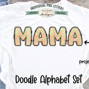 Spring Stripes Doodle Alphabet & Numbers | 36 PNG Files | Individual ...