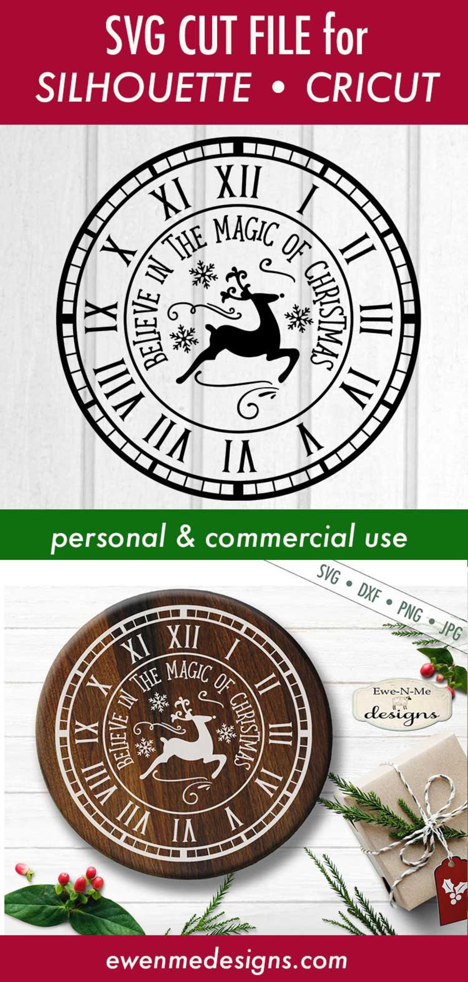 Clock Face Svg Christmas SVG Reindeer SVG Snowflake Svg - Etsy