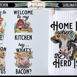 Country Kitchen Farm Animal Sublimation Bundle Kitchen Towel - Etsy