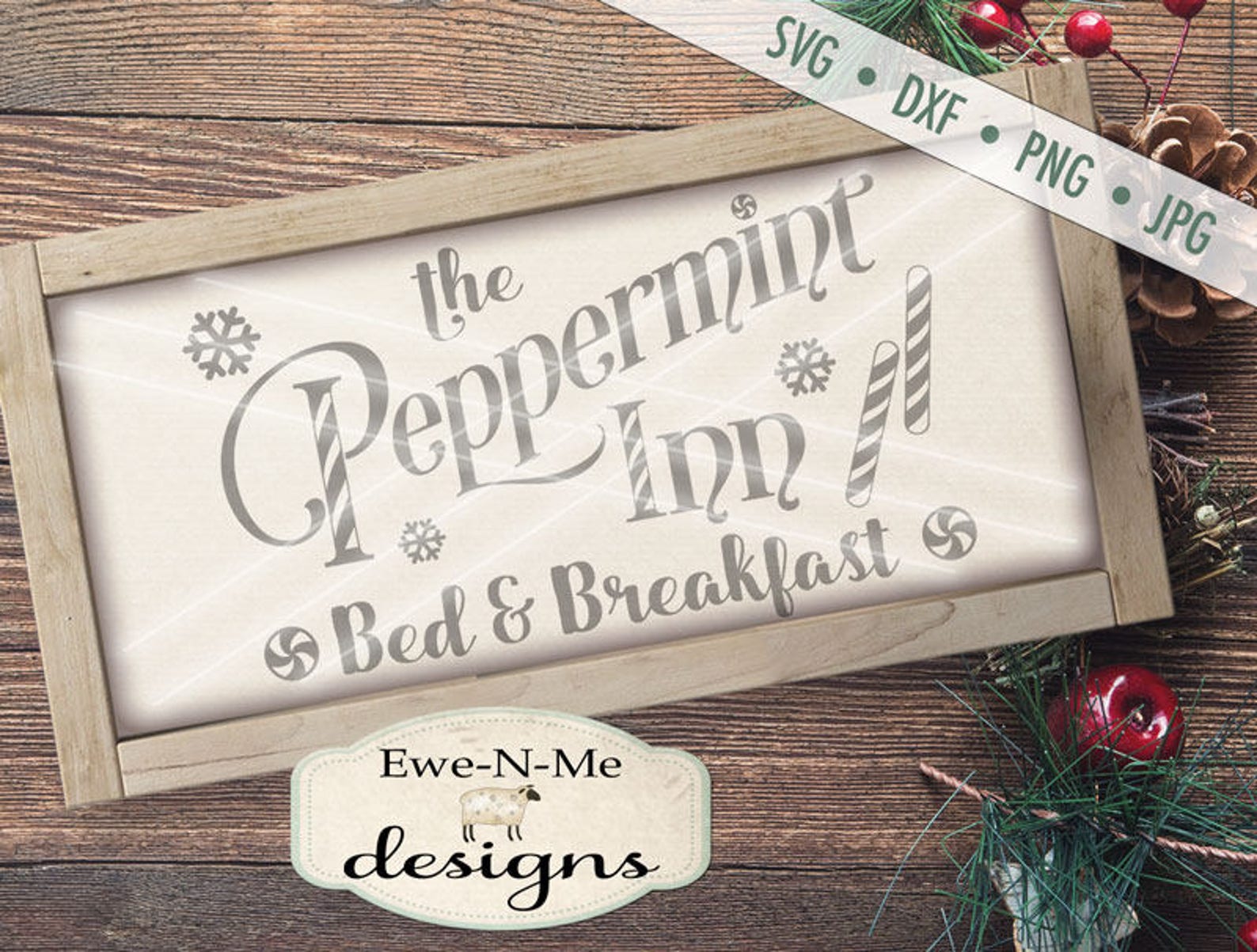 Christmas SVG - Peppermint Inn Svg - Winter Svg - Peppermint SVG - Bed ...