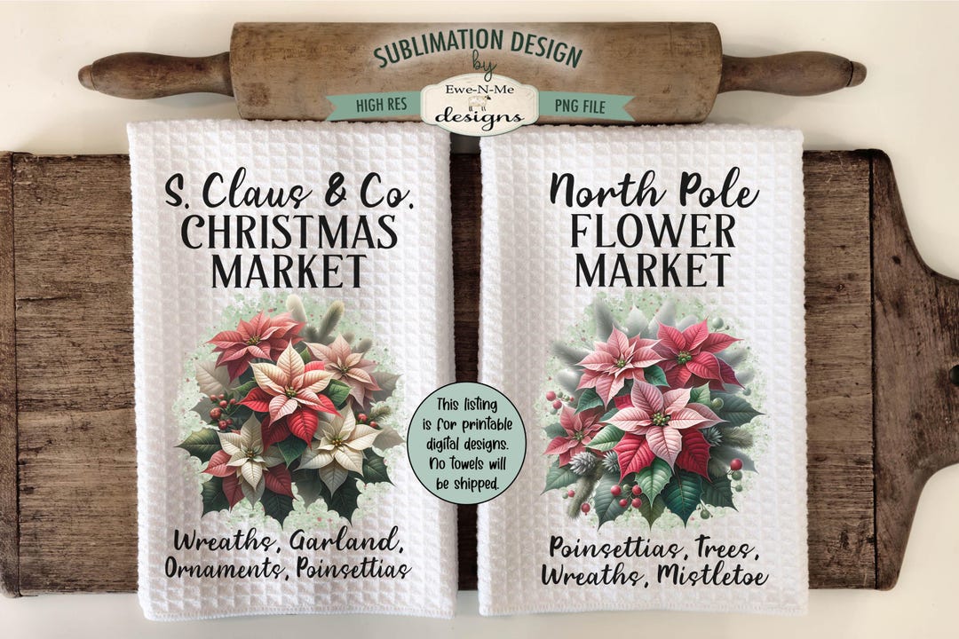 Christmas Flower Market Towel Sublimation Designs - Christmas Market ...