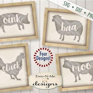 Farm Animals SVG - Moo Svg - Baa Svg - Oink Svg - Cluck Svg - Farmhouse ...