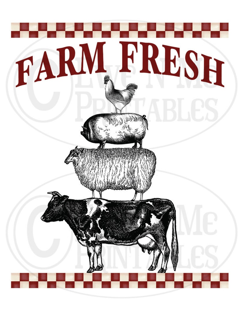Farm Fresh Stacked Farm Animal Printable Feedsack Logo - Etsy