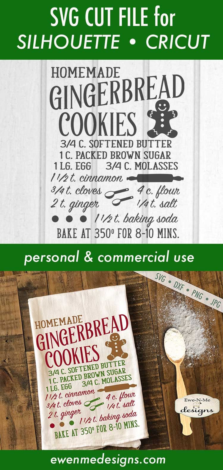 Gingerbread Cookie Recipe SVG Cookie Recipe Svg Christmas Etsy Canada