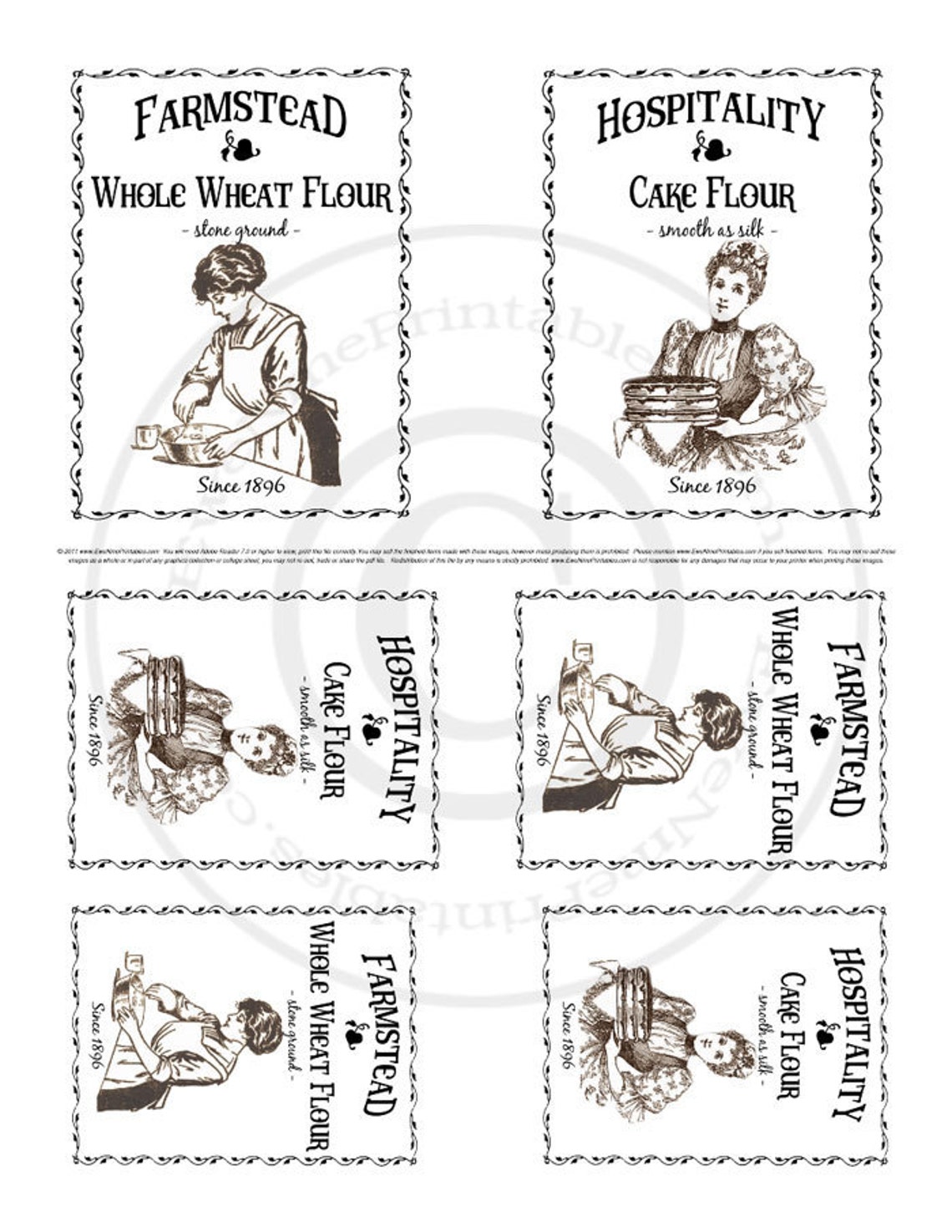 Kitchen Farmhouse Label Printables Hospitality Cake Flour | Etsy