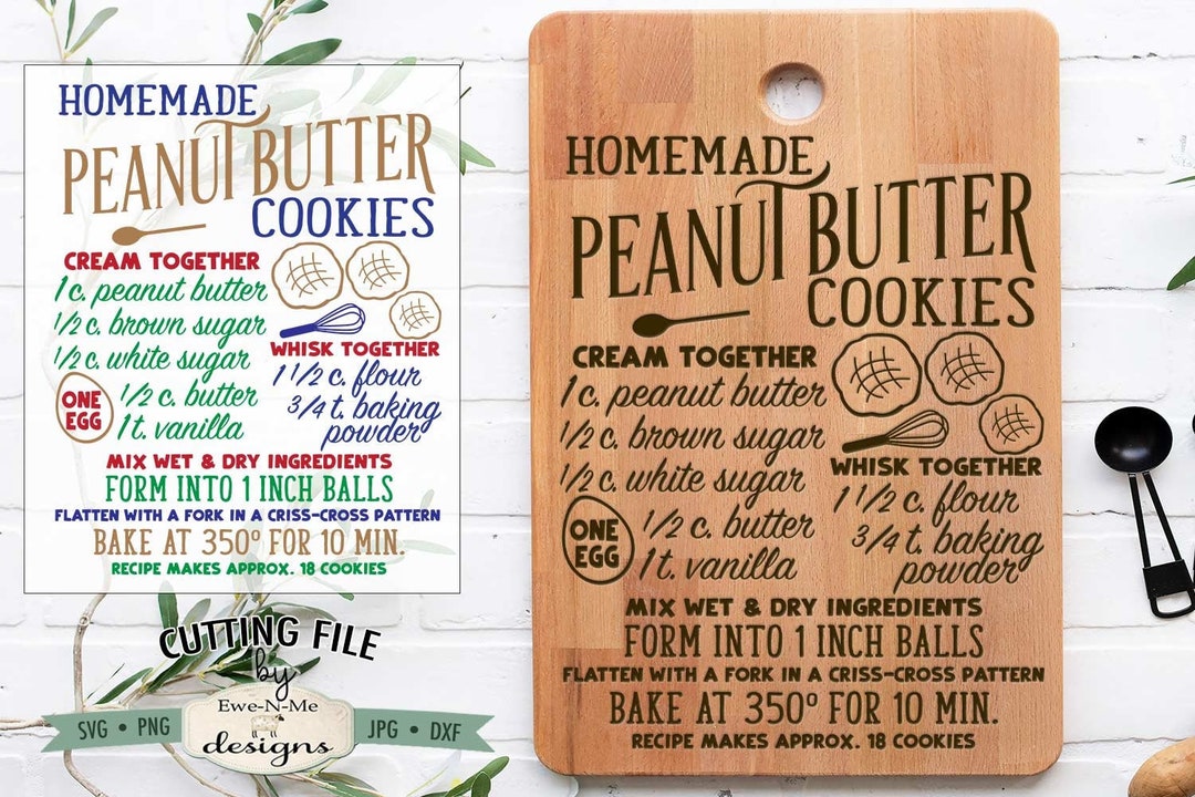 Peanut Butter Cookie Recipe SVG - Cookie Recipe Svg - Kitchen Svg ...