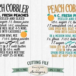 Peach Cobbler Recipe SVG - Peach SVG - Kitchen Svg - Commercial Use Svg ...