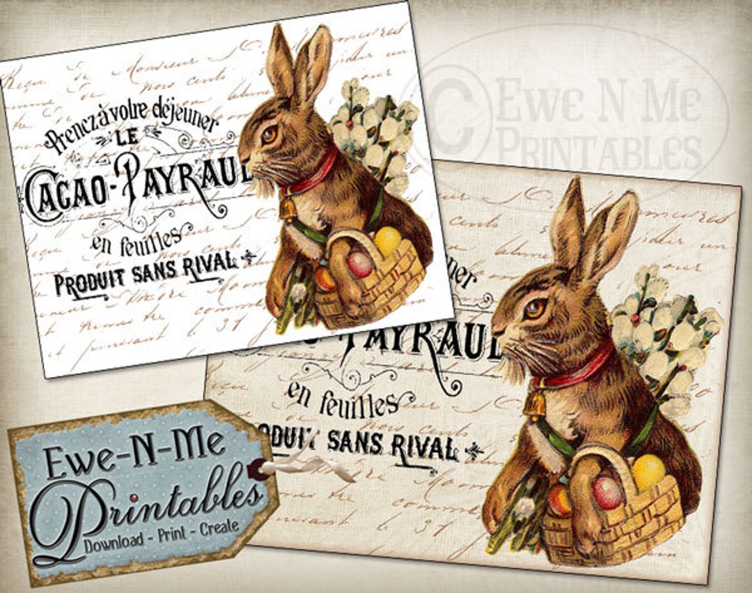 INSTANT DOWNLOAD - Printable French Country Easter Bunny 102 Image ...