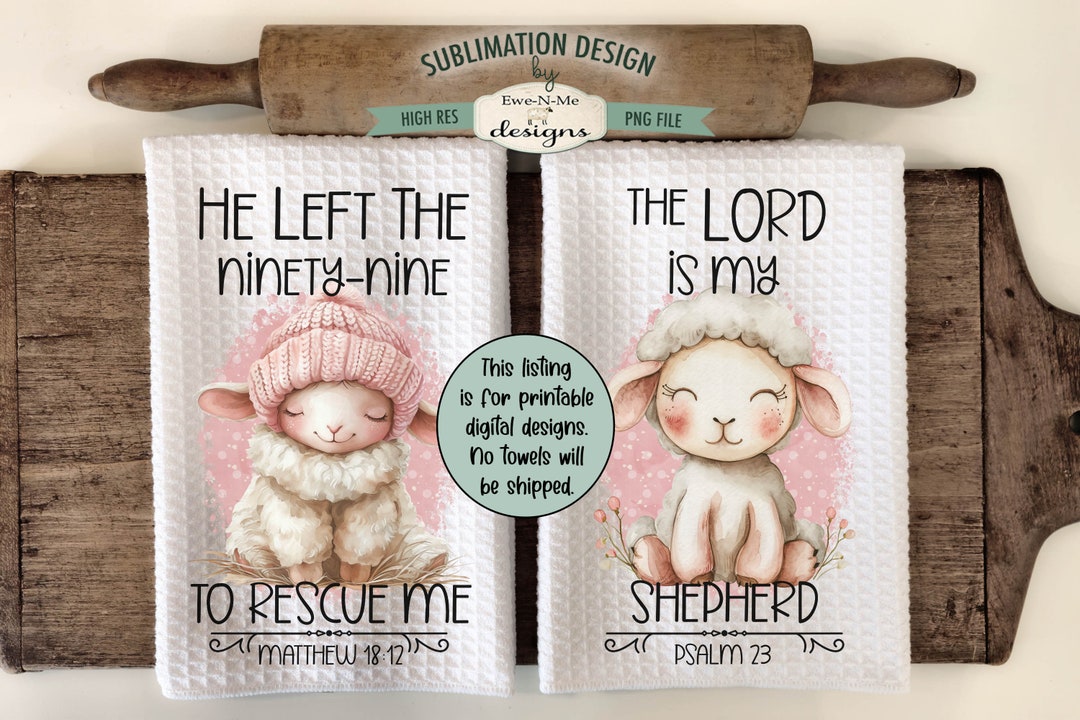 Faith Based Sheep Kitchen Towel Designs - Pink Sheep Sublimation Design ...