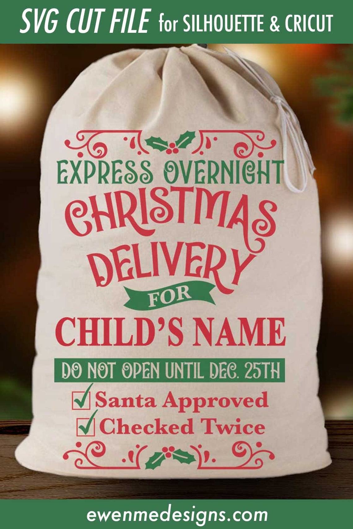 Express Christmas Delivery Svg - Santa Sack Svg - Santa Bag SVG ...