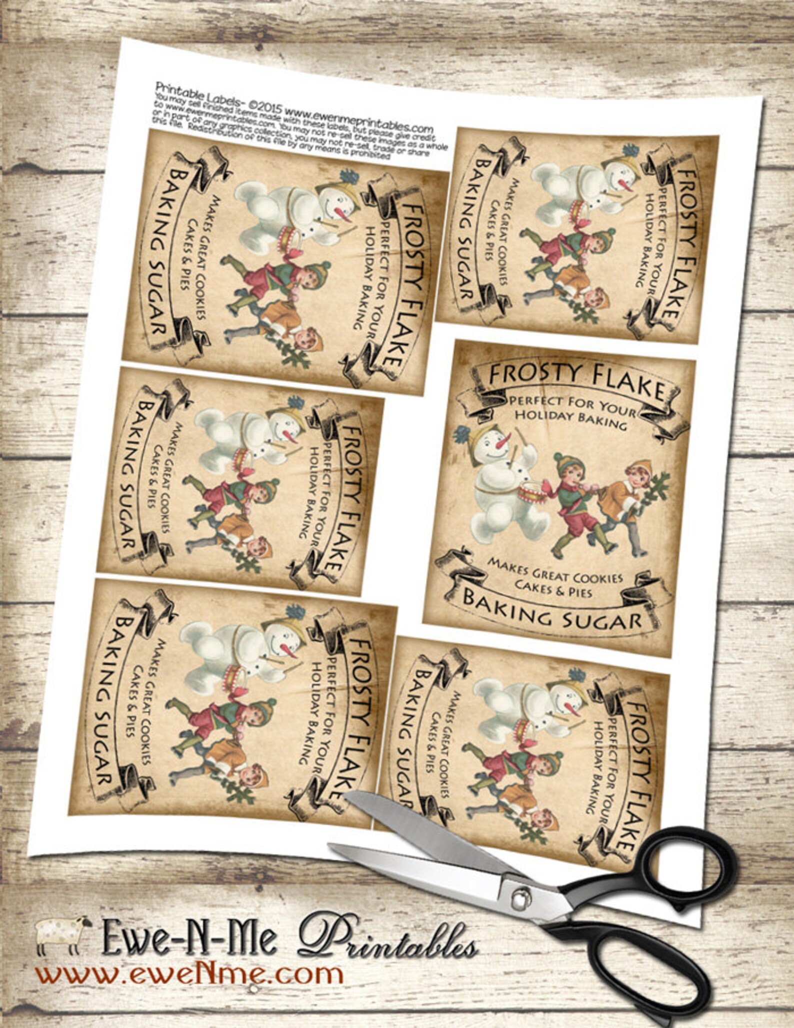 Primitive Christmas Label Printable Victorian Snowman - Etsy