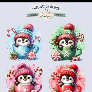 Cute Penguins in Mugs Designs - Penguins in Colorful Cocoa Mug Designs ...