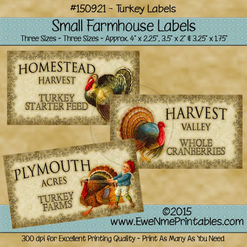 Vintage Style Thanksgiving Label Printable - Turkey - Harvest ...
