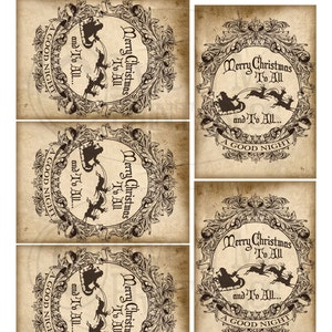 Primitive Victorian Christmas Label - Merry Christmas to All - Santa ...