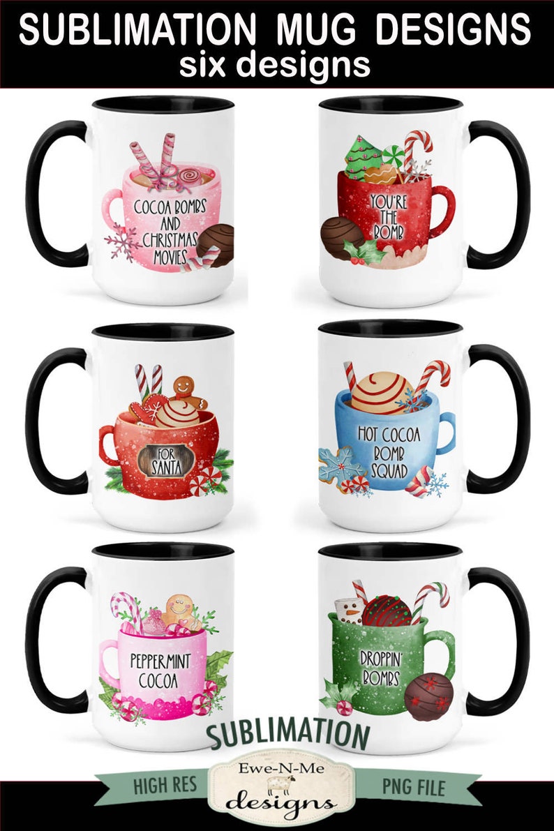 Cocoa Bomb Mug Design Sublimation Bundle - Cute Cocoa Bomb Design ...