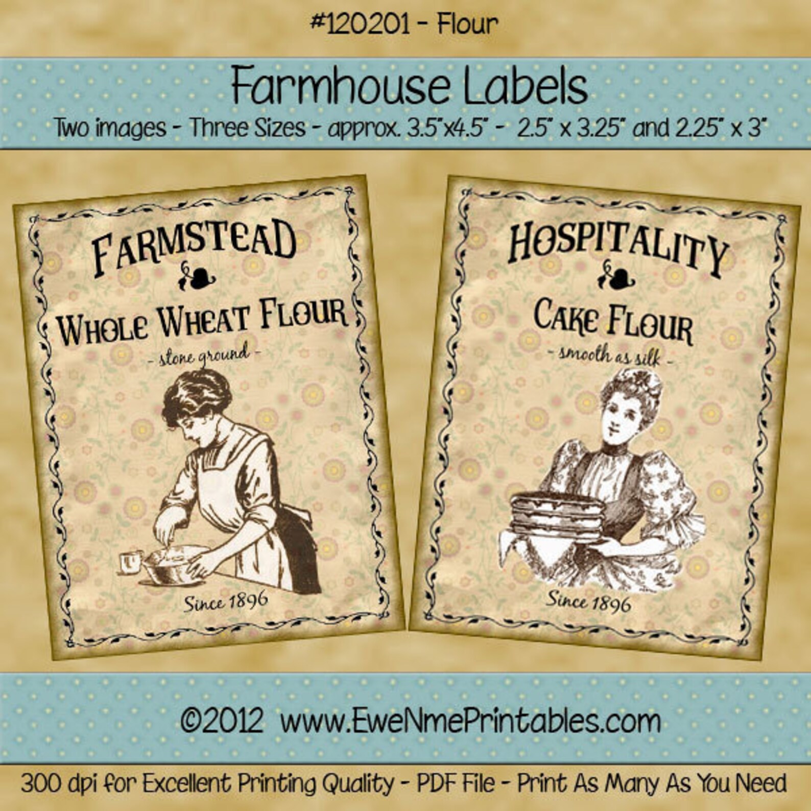 Kitchen Farmhouse Label Printables Hospitality Cake Flour | Etsy