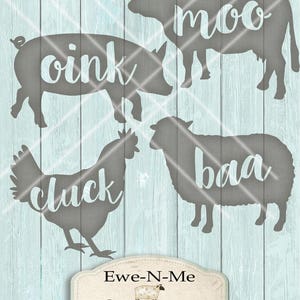 Farm Animals SVG - Moo Svg - Baa Svg - Oink Svg - Cluck Svg - Farmhouse ...