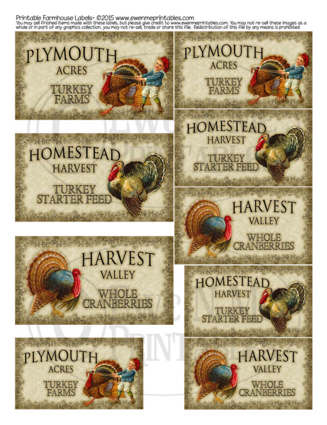 Vintage Style Thanksgiving Label Printable - Turkey - Harvest ...