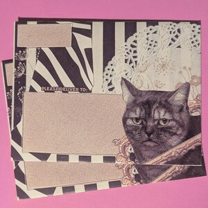 Collaged Cat Envelope Set - Etsy