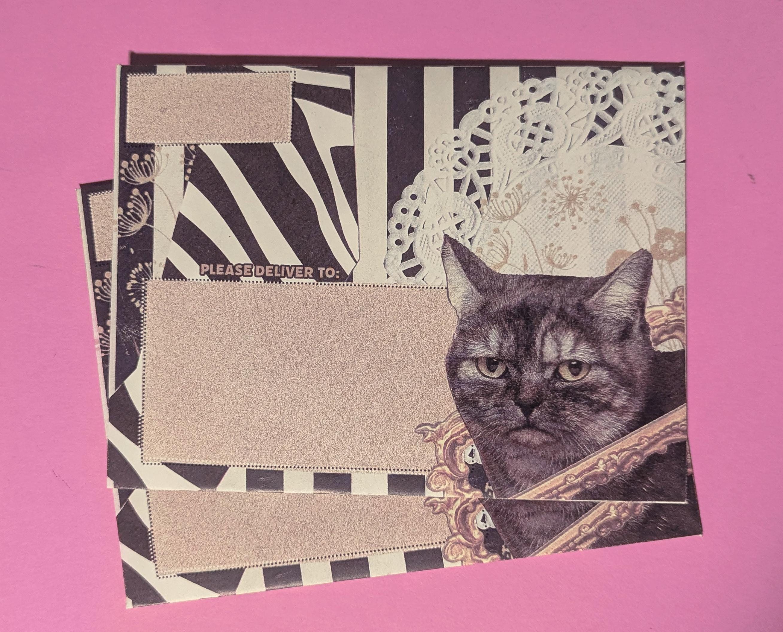 Collaged Cat Envelope Set - Etsy