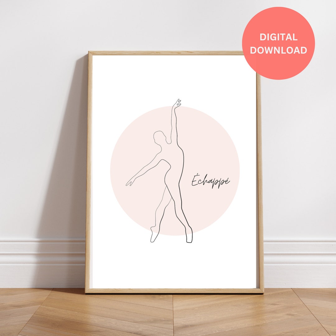 Ballet Échappé Line Art Poster, Ballerina Minimalist Printable Wall Art ...