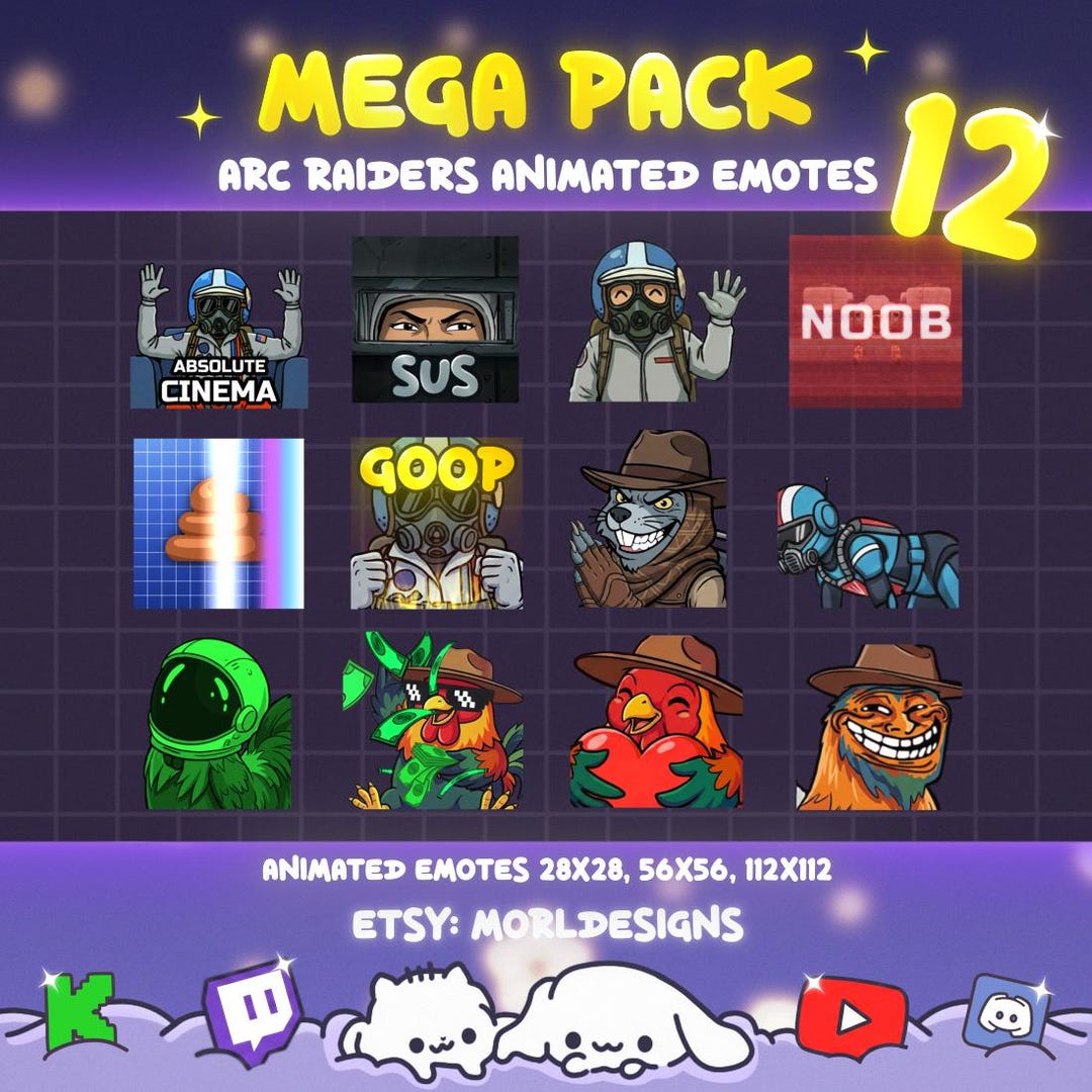 ARC Raiders - MEGA PACK Emote animate. Twitch, Discord, Youtube, Kick ...