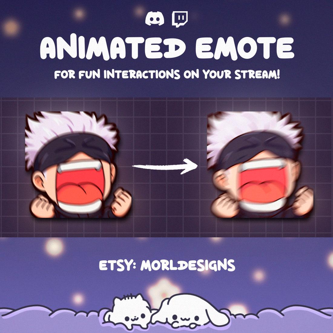 SATORU GOJO SCREAM Animated Emote: Twitch/discord/youtube, Stream Gif ...