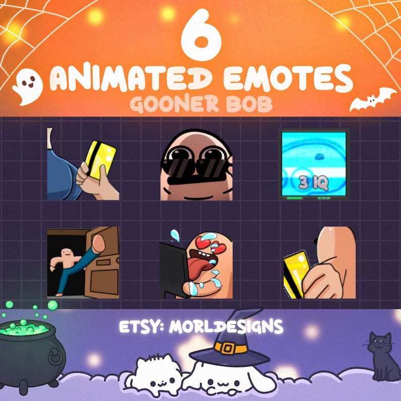 GOONER BOB 6 Animated Emotes Pack, Halloween. Twitch/discord/kick ...