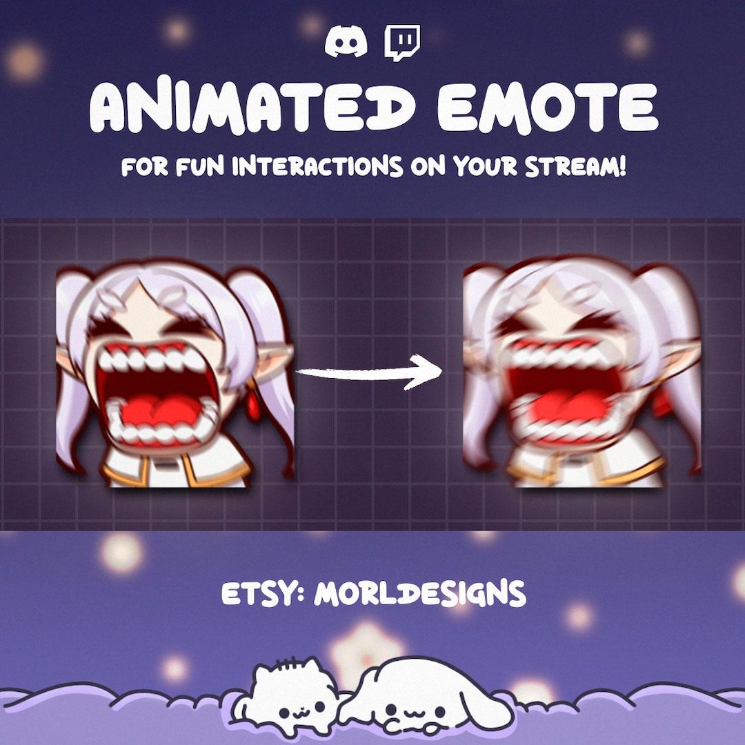 Frieren LETSGOOO Scream Animated Emote: Twitch/discord/youtube, Stream ...